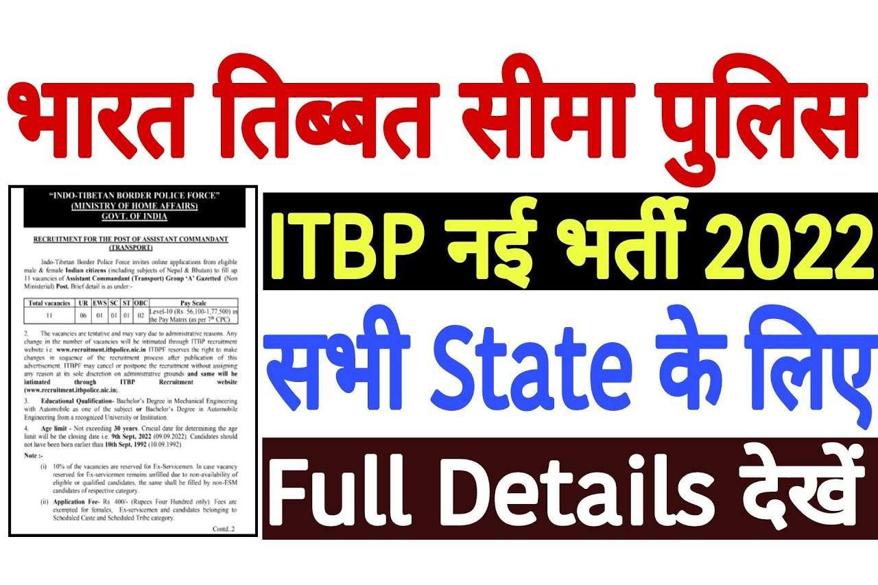 ITBP AC Recruitment 2022 : आइटीबीपी में निकले असिस्टेंट कमांडेंट के ...